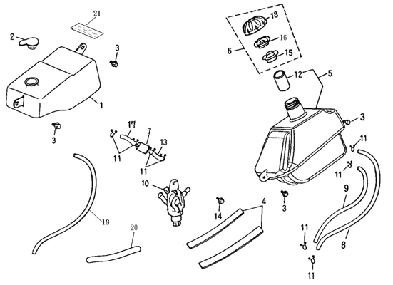 Fuel Tank, Oil Tank (Adly ATV 50cc 2T)